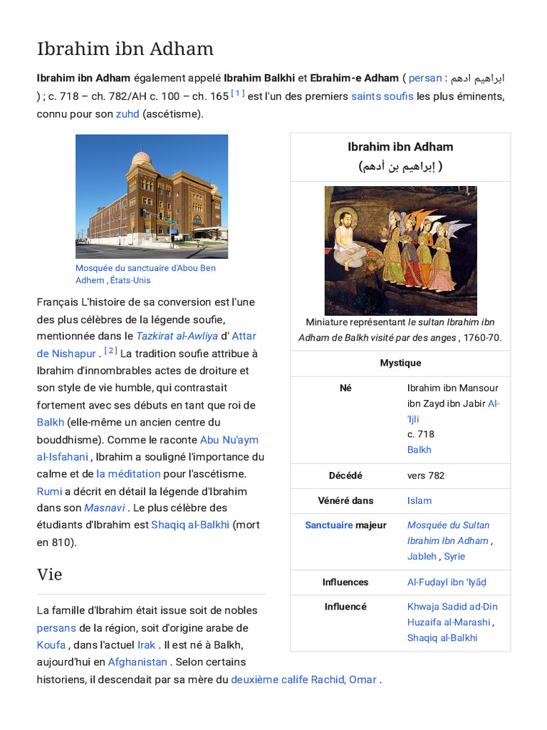 Ibrahim Ibn Adham - Wikipedia (1) | PDF | Islamic Mysticism | Persian Philosophy