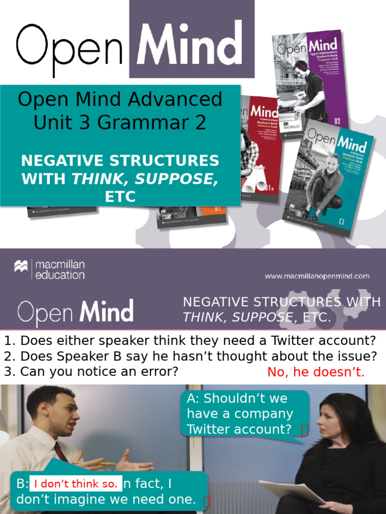 L-9. Negative Structures With Think, Suppose | PDF | Linguistics