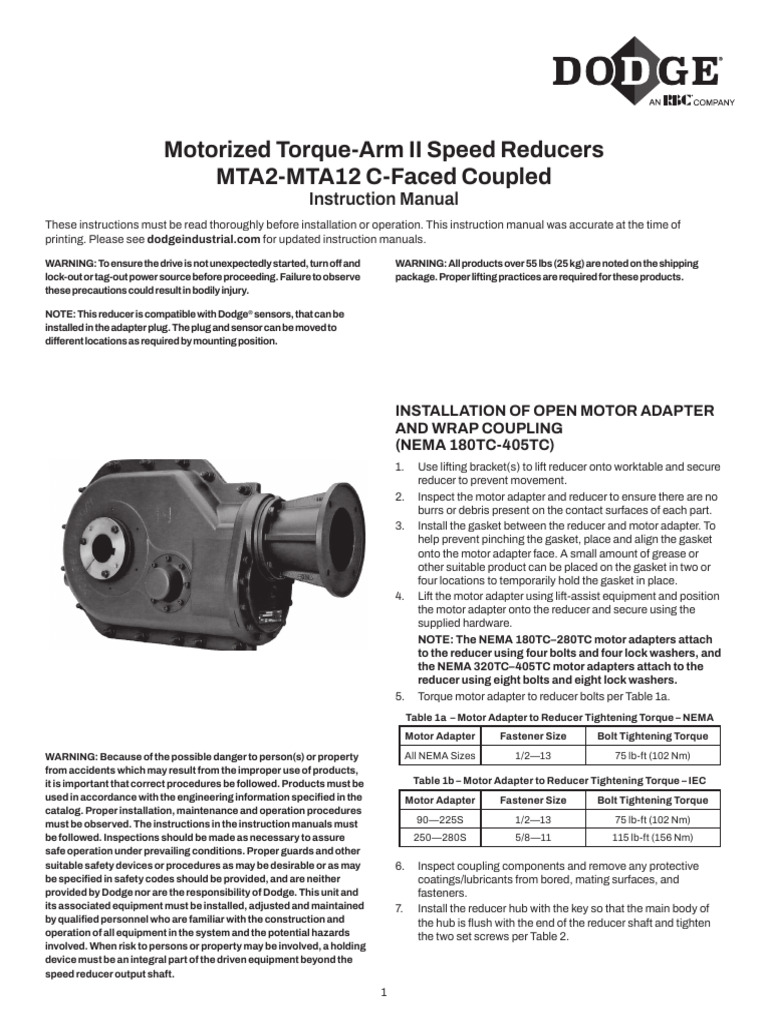 Dodge Mta2 Series | PDF | Screw | Nut (Hardware)