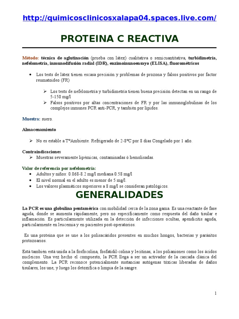 Inmuno-Proteina C Reactiva | PDF