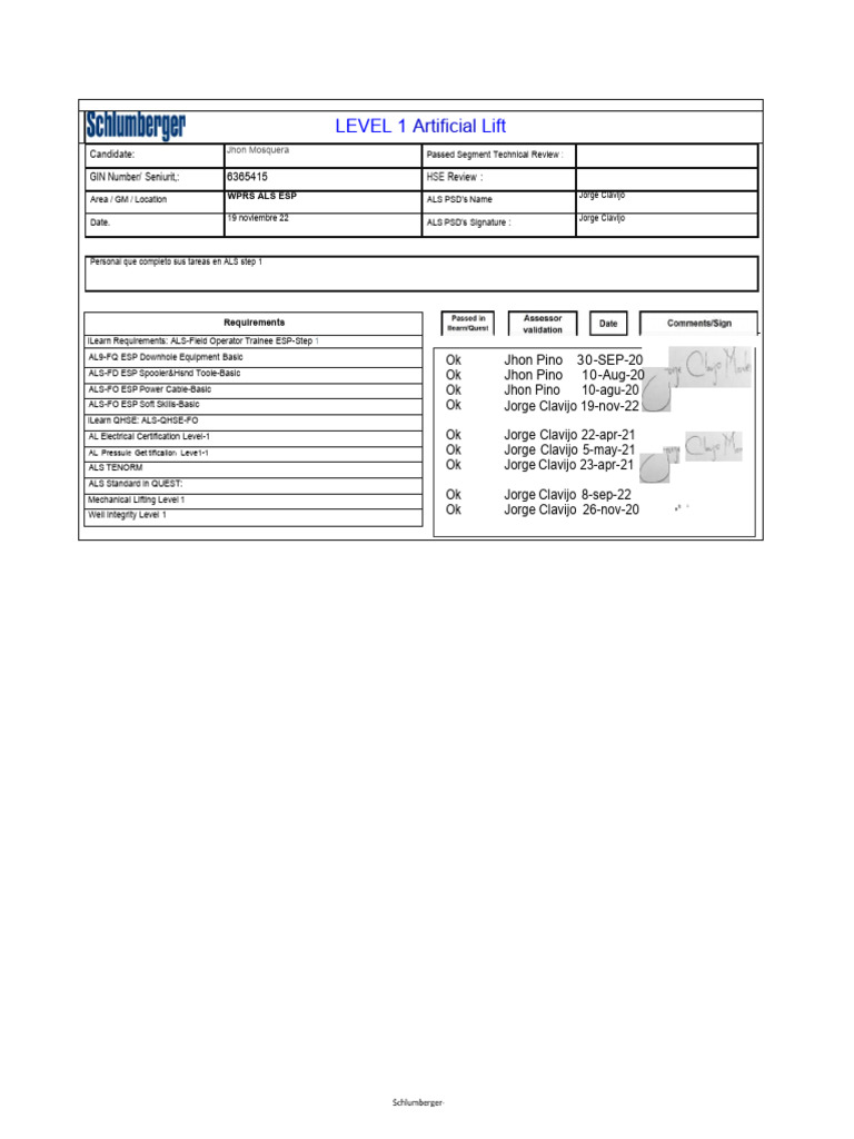 ALS Completo Check List Step 1 - Jhon Mosquera | PDF