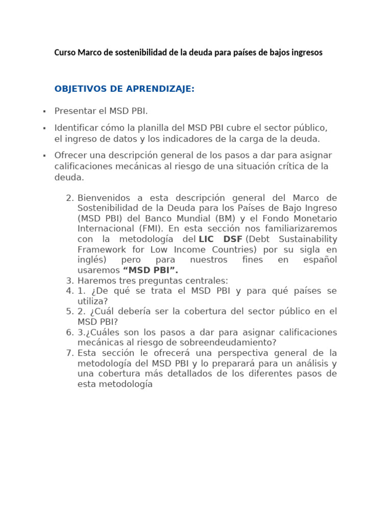 Curso Maarco de Sostenibilidad de La Deuda para Países de Bajos ...