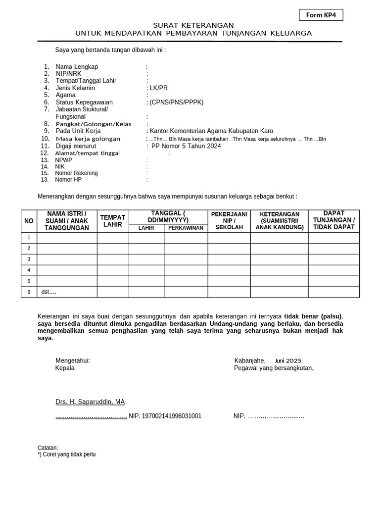 Formulir KP4 | PDF