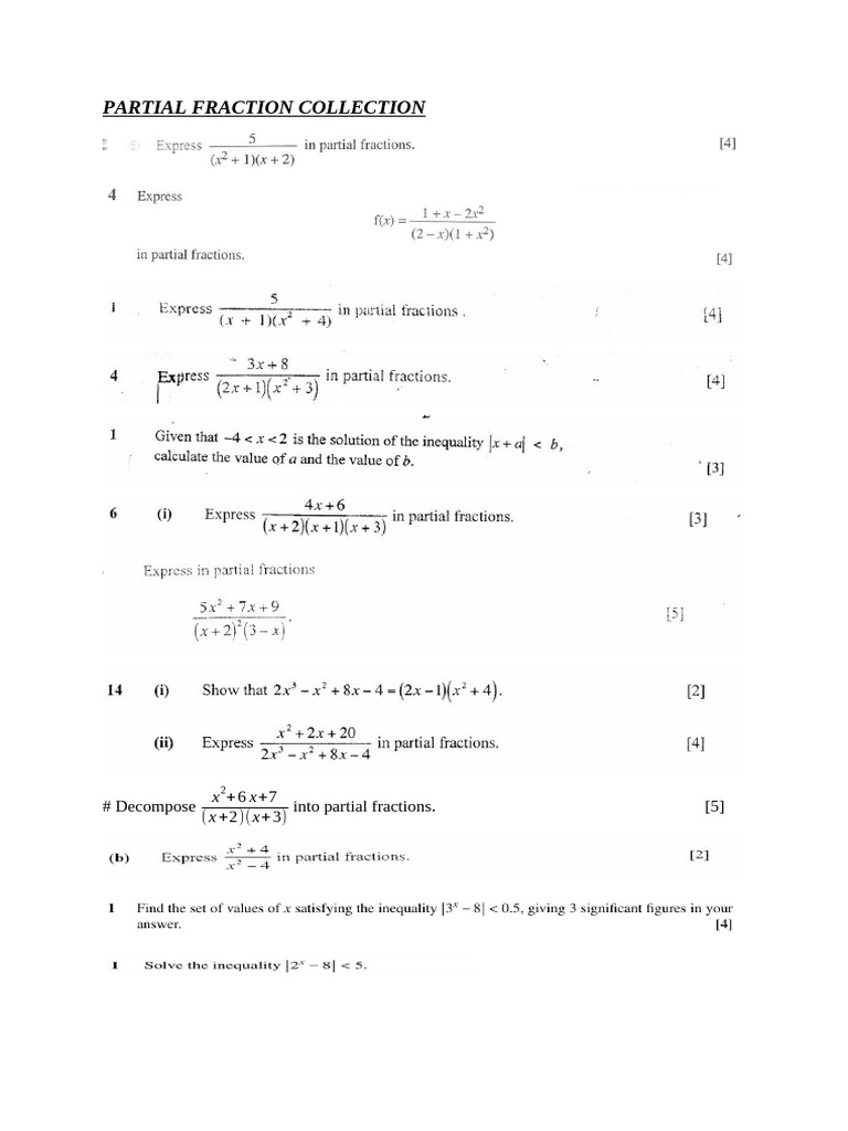 Partial Fraction Collection | PDF