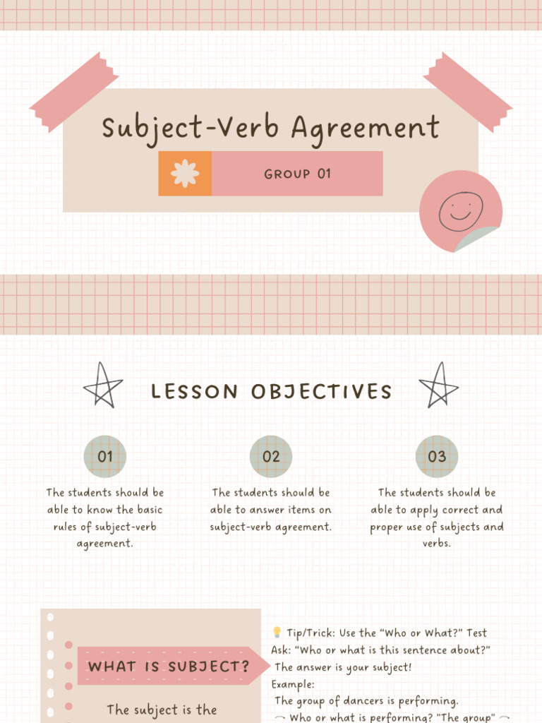 Subject Verb Agreement Presentation | PDF | Plural | Grammatical Number