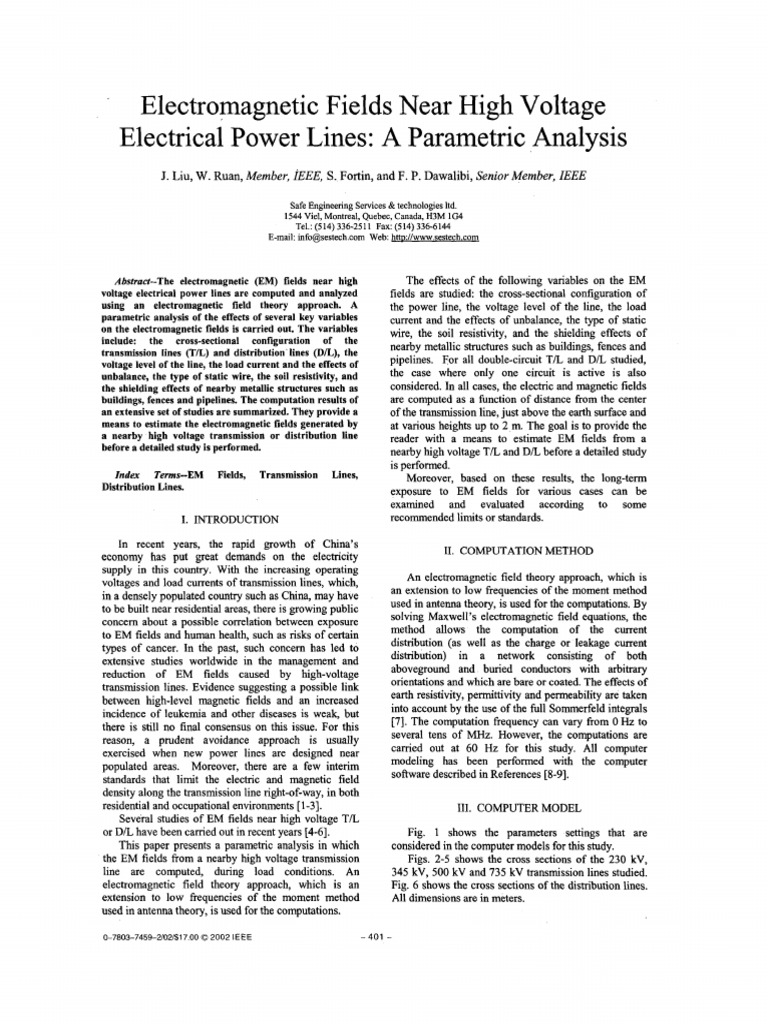 EM Field Analysis Near High Voltage Lines | PDF | Electric Power ...