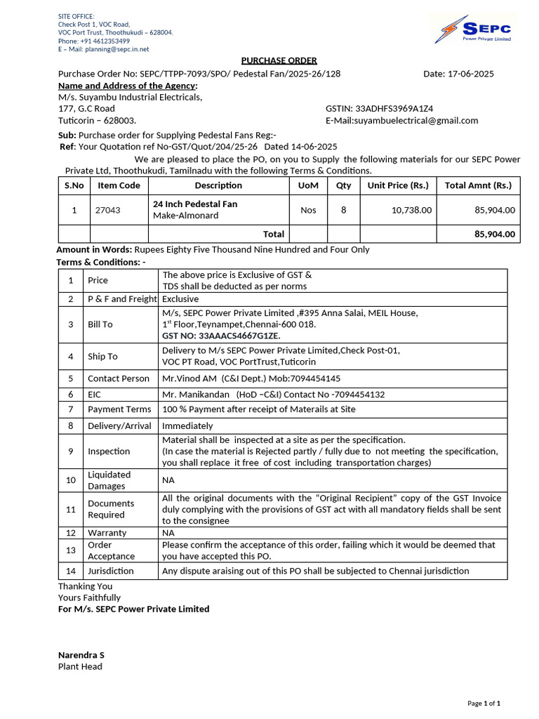 128-Suyambu Industrial Electricals | PDF