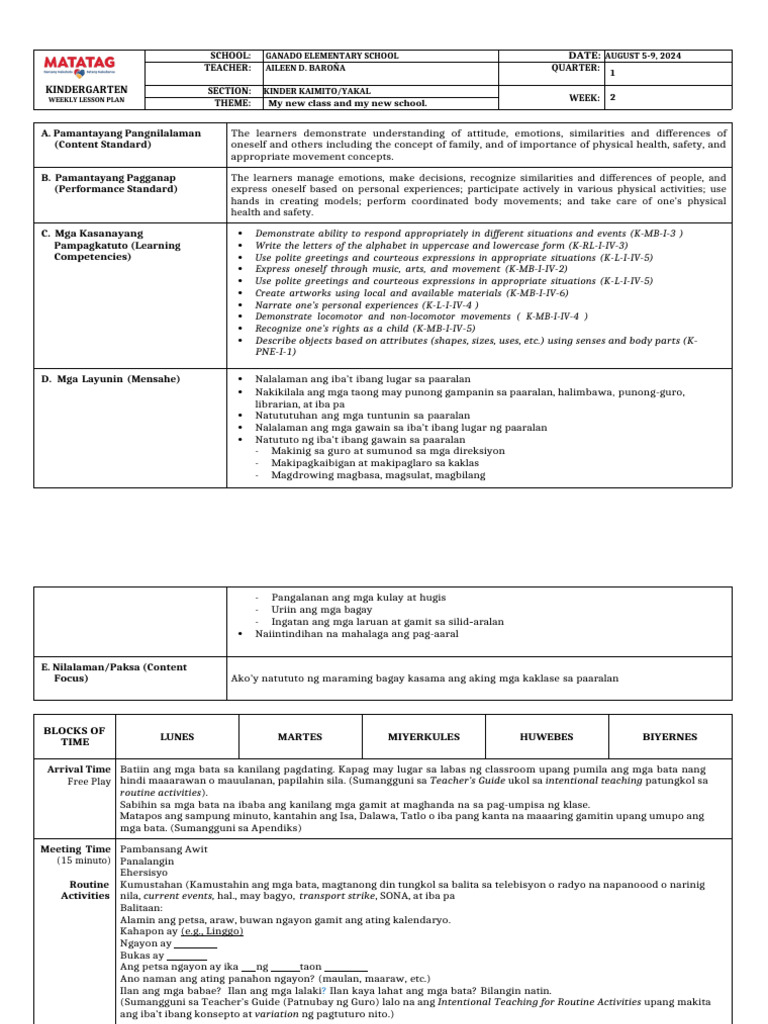 Quarter 1 - Week 2-Lesson Exemplar | PDF