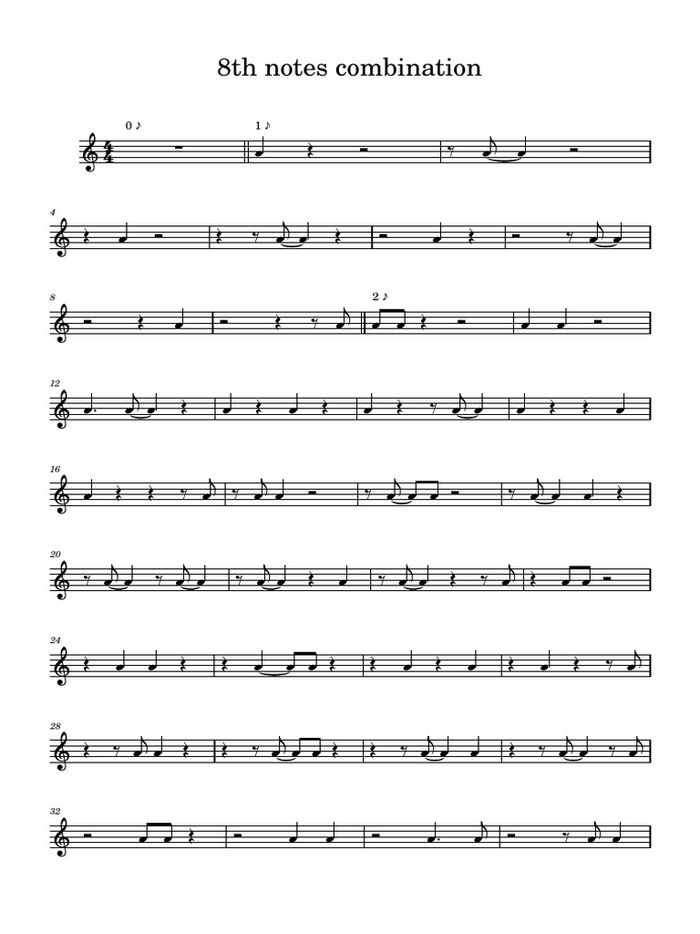 8th Notes Combinations Guide | PDF