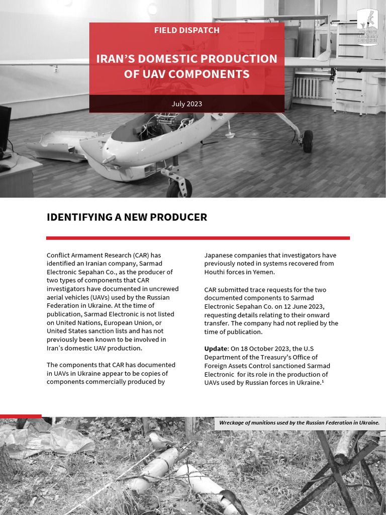 Iran's Domestic Production of UAV Components (July 2023) | PDF ...