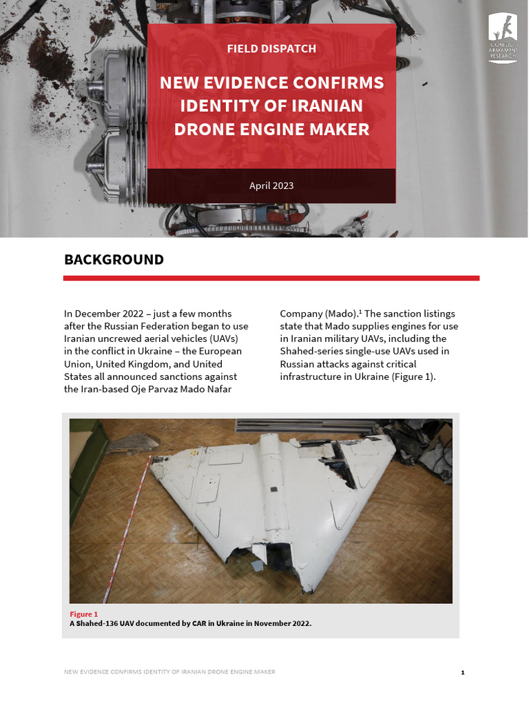 CAR New Evidence Confirms Identity of Iranian Drone Engine Maker (April ...