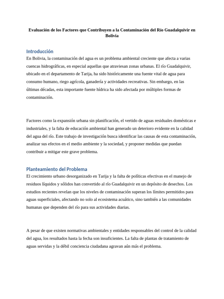 Proyecto Contaminacion Rio Guadalquivir APA | PDF | Contaminación | Agua