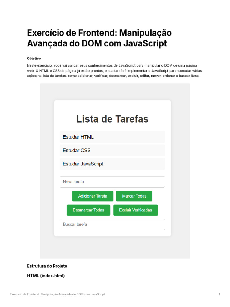 Manipulação Avançada do DOM com JS | PDF | Modelo de Documento por ...