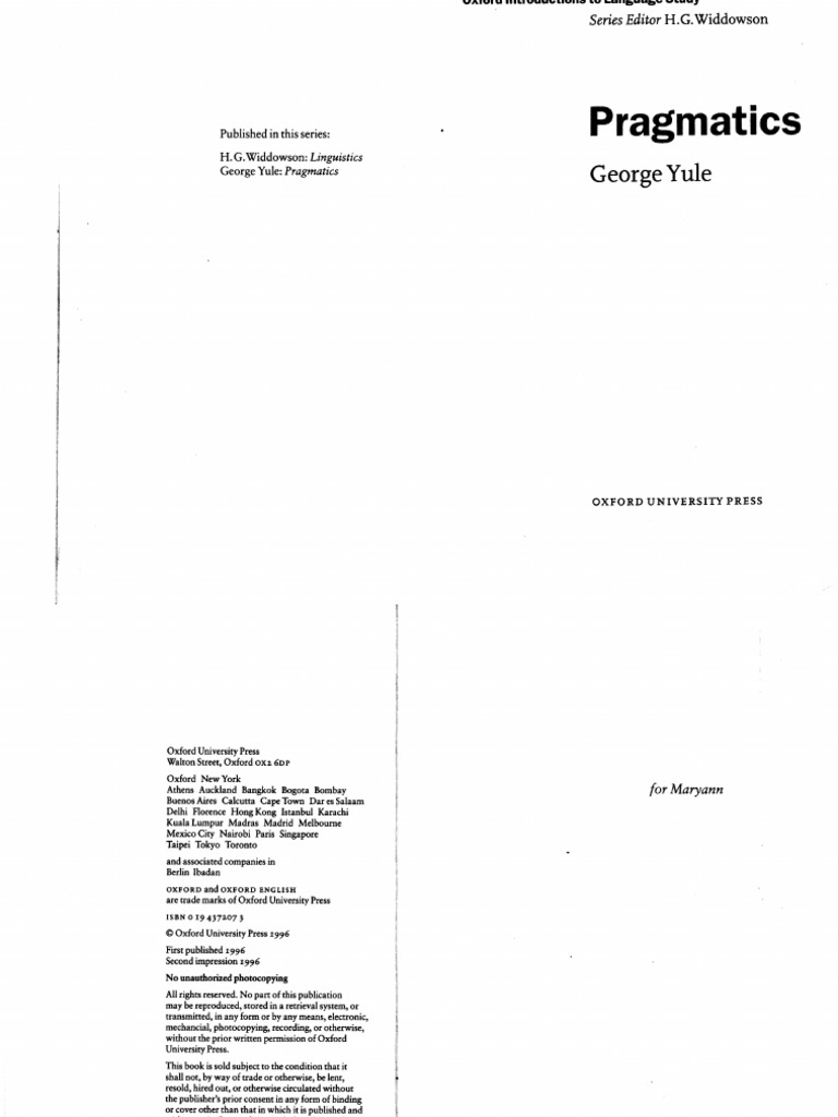 Yule George Pragmatics | PDF