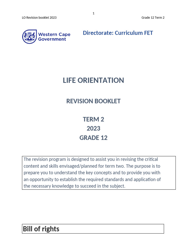 Grade 12 Life Orientation Revision 2023 | PDF | Violence Against Women ...