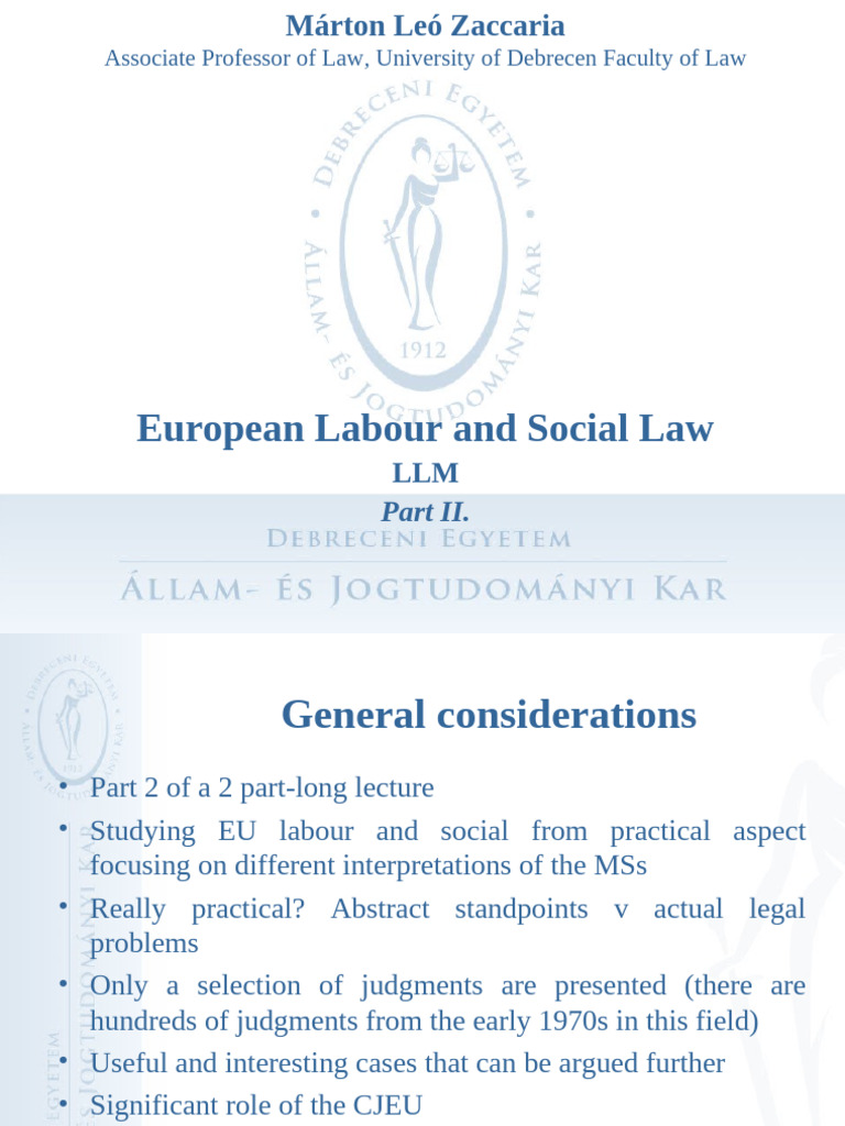 EU Labour and Social Law LLM Part II Zaccaria | PDF | Labour Law | Employment