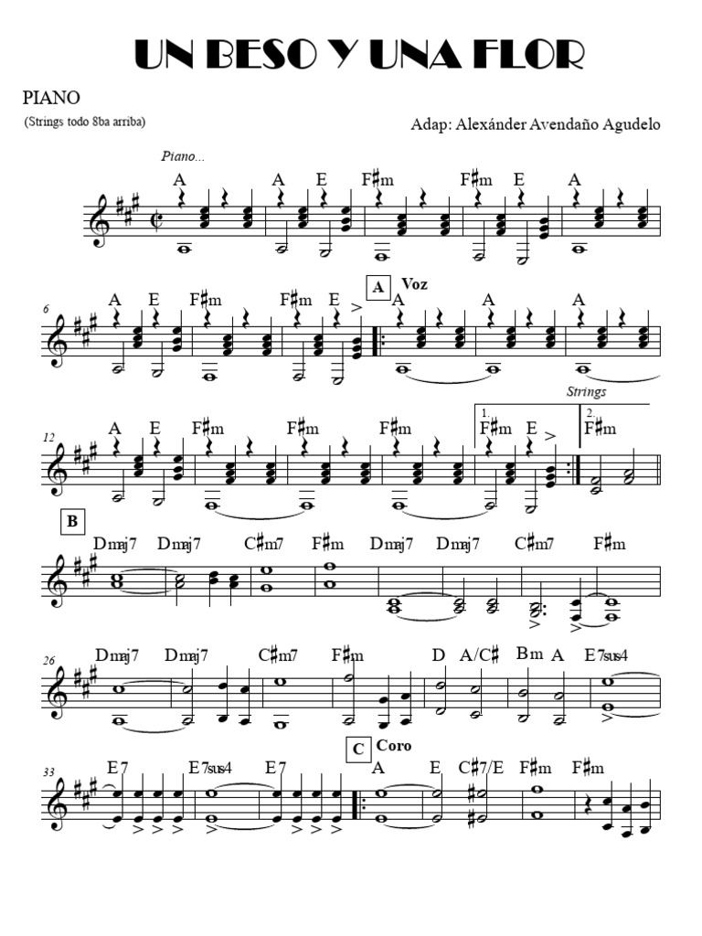 Un Beso y Una Flor - Piano | PDF
