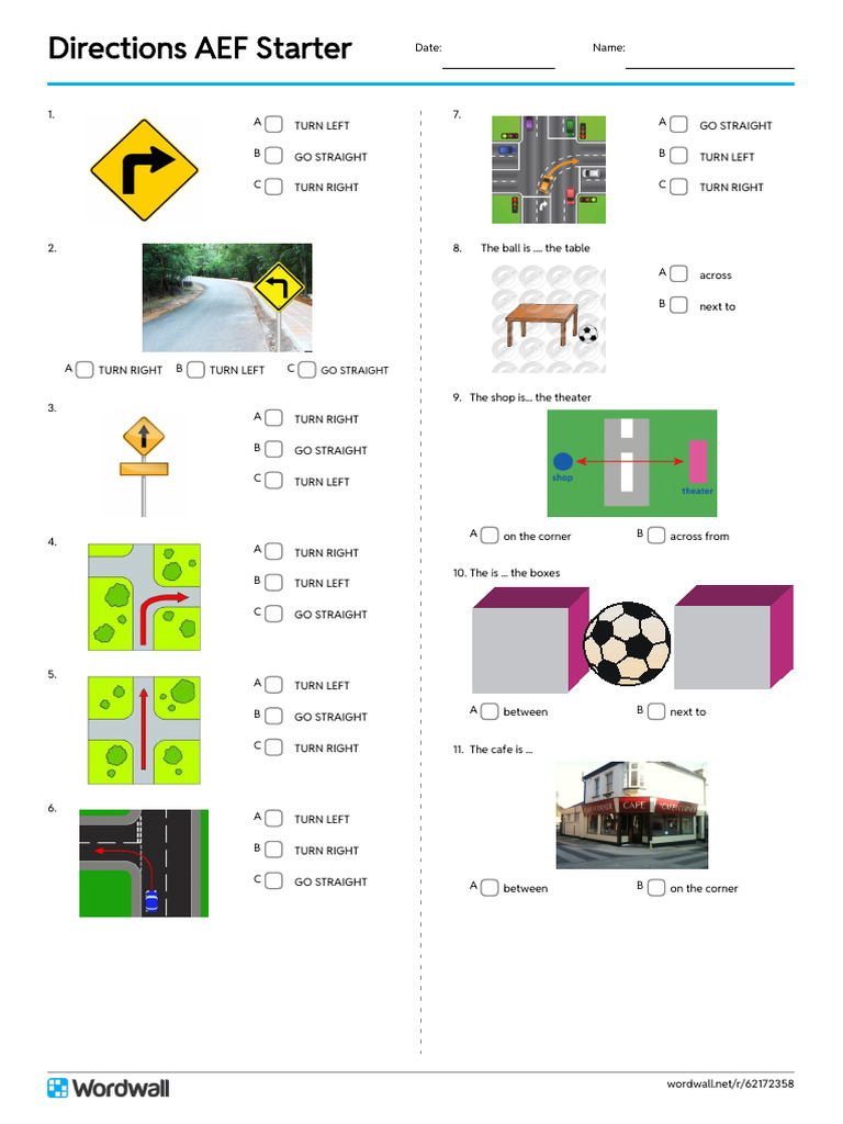Directions Aef Starter Quiz | PDF
