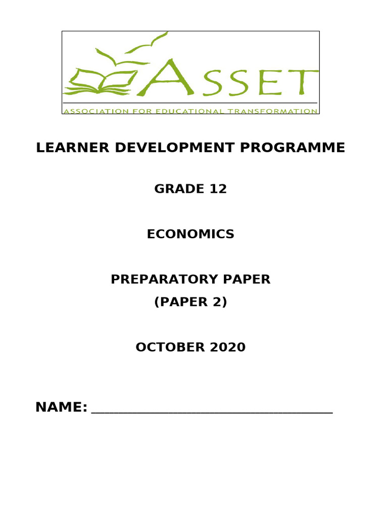 Economics Grade 12 Paper 2 LDP Revision Paper | PDF | Inflation | Oligopoly