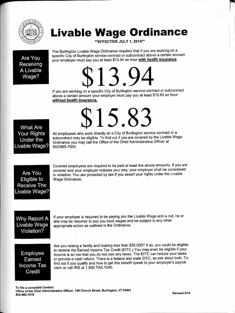 Burlington Livable Wage | PDF