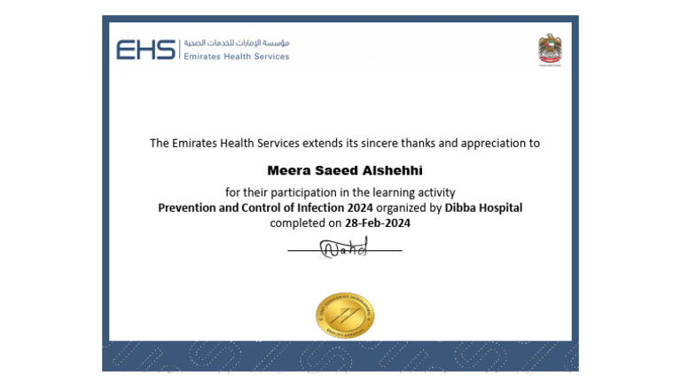 Certificate of Appreciation for Infection Control | PDF