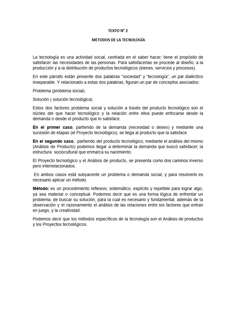 TEXTO N - 2 M-Todos de La Tecnolog-A | PDF | Diseño | Alimentos