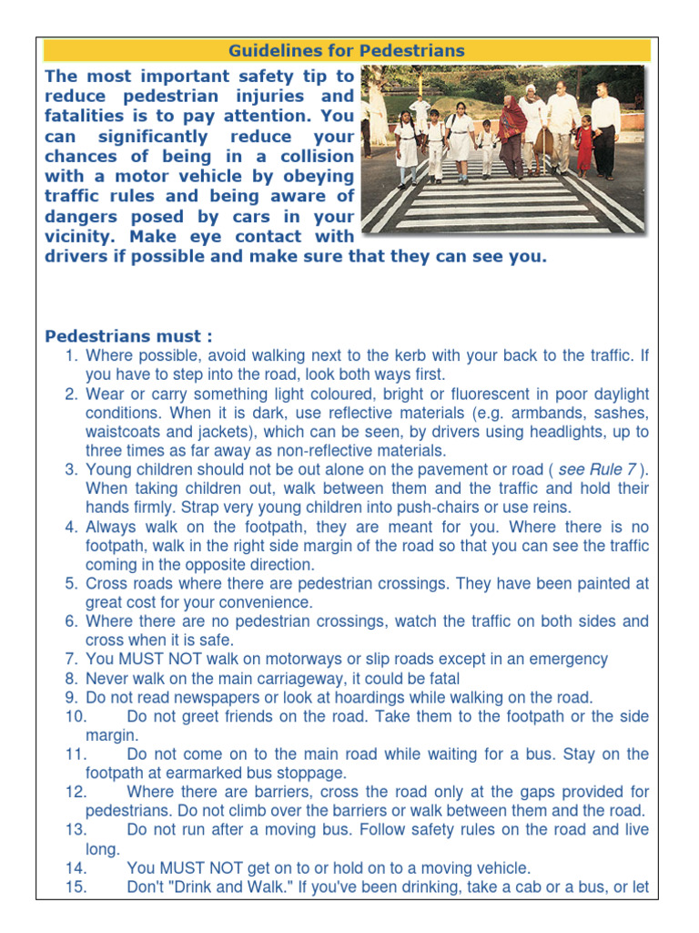 Pedestrian Safety Guidelines | PDF | Traffic | Road