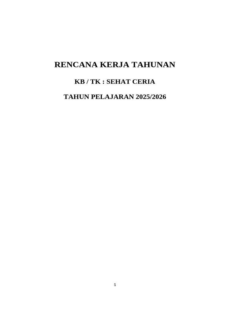 Contoh Program Rencana Kerja Tahunan Paud - Ainur | PDF