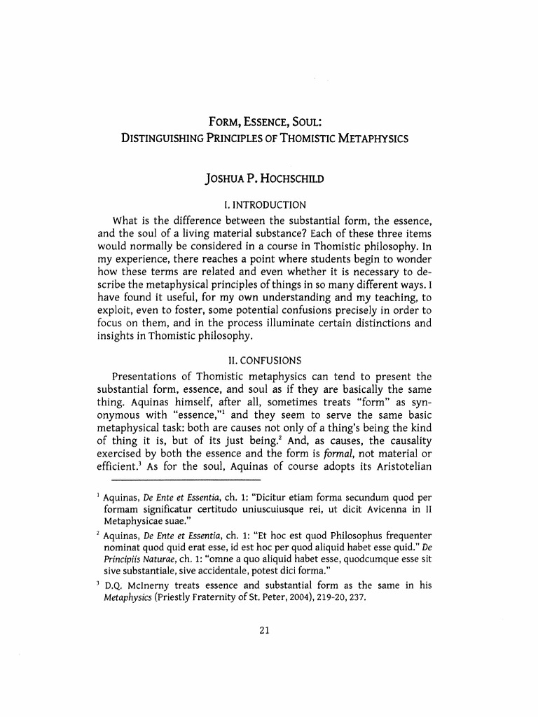 Form Essence Soul Distinguishing Princip | PDF | Thomism | Essence