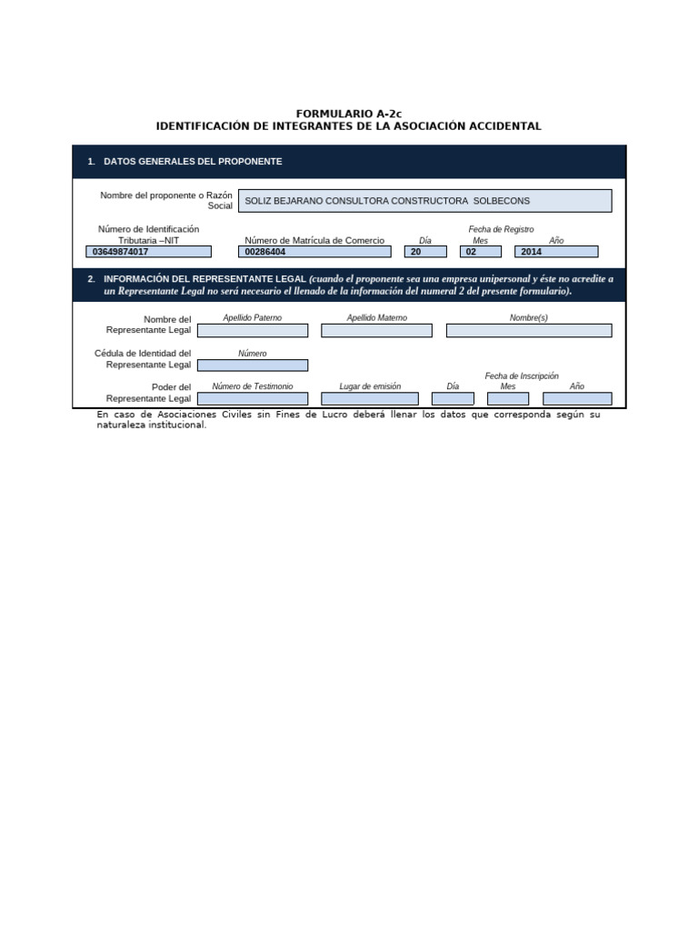 A-2c Formulario de Identificacion de Integrantes de La A.A. | PDF ...