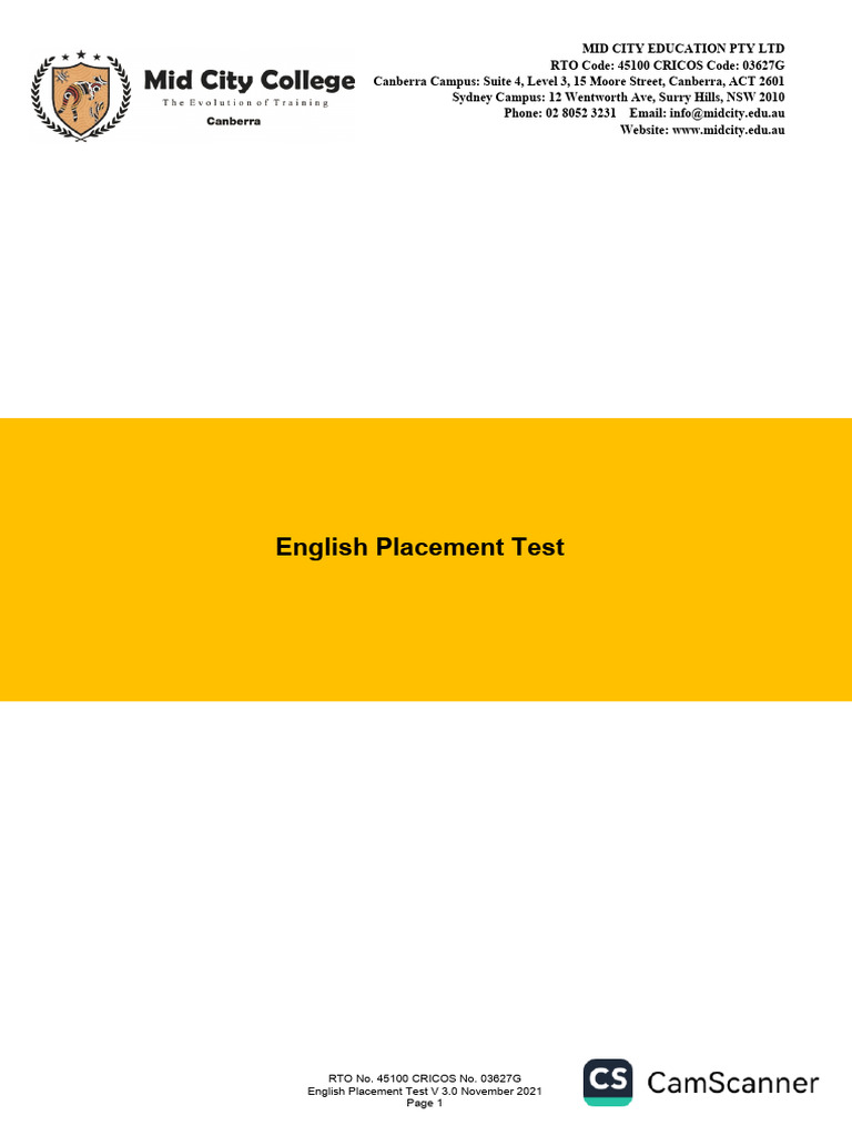 English Placement Test | PDF | Learning | Human Communication