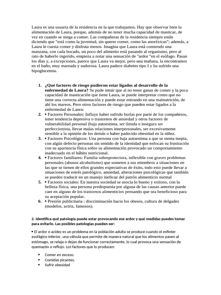 Laura Es Una Usuaria de La Residencia en La Que Trabajamos | PDF ...