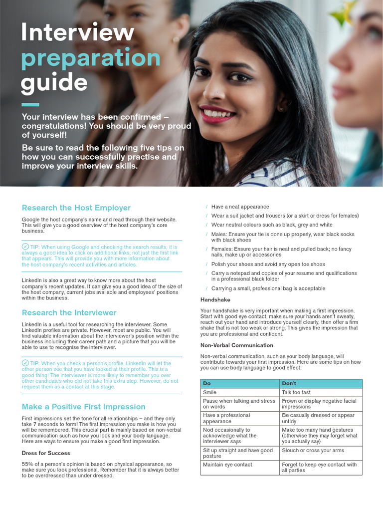 Interview Preparation Guide | PDF | Nonverbal Communication | Body Language