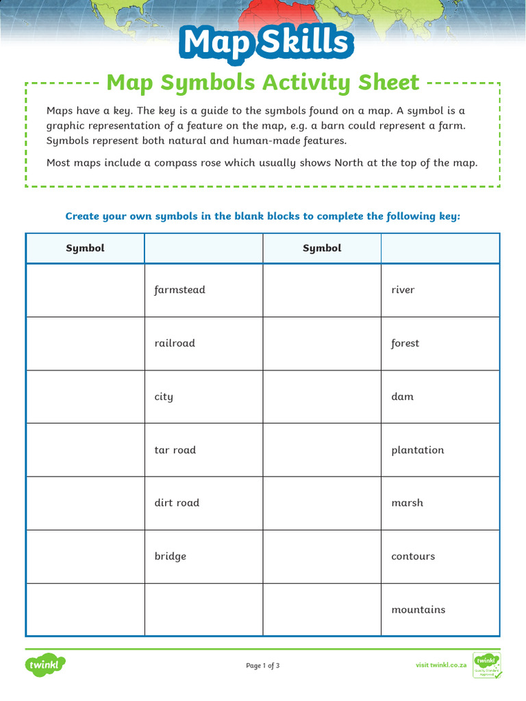 Map Symbols Activity Sheet | PDF