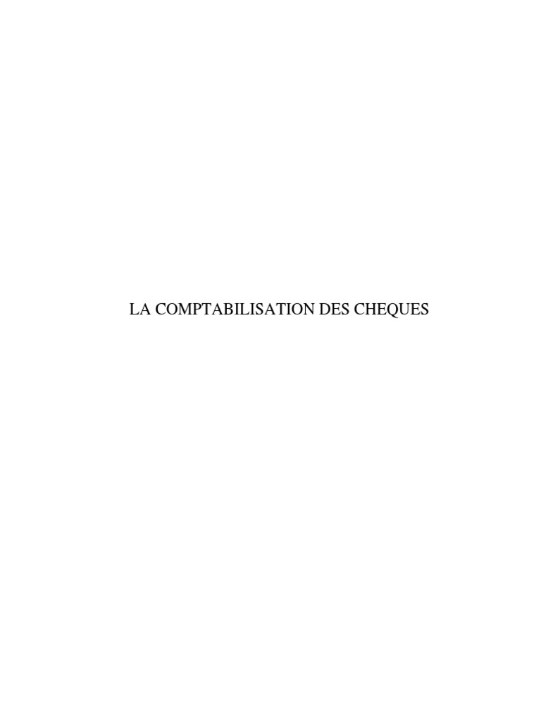 La Comptabilisation Des Cheques | PDF | Chèque | Facture