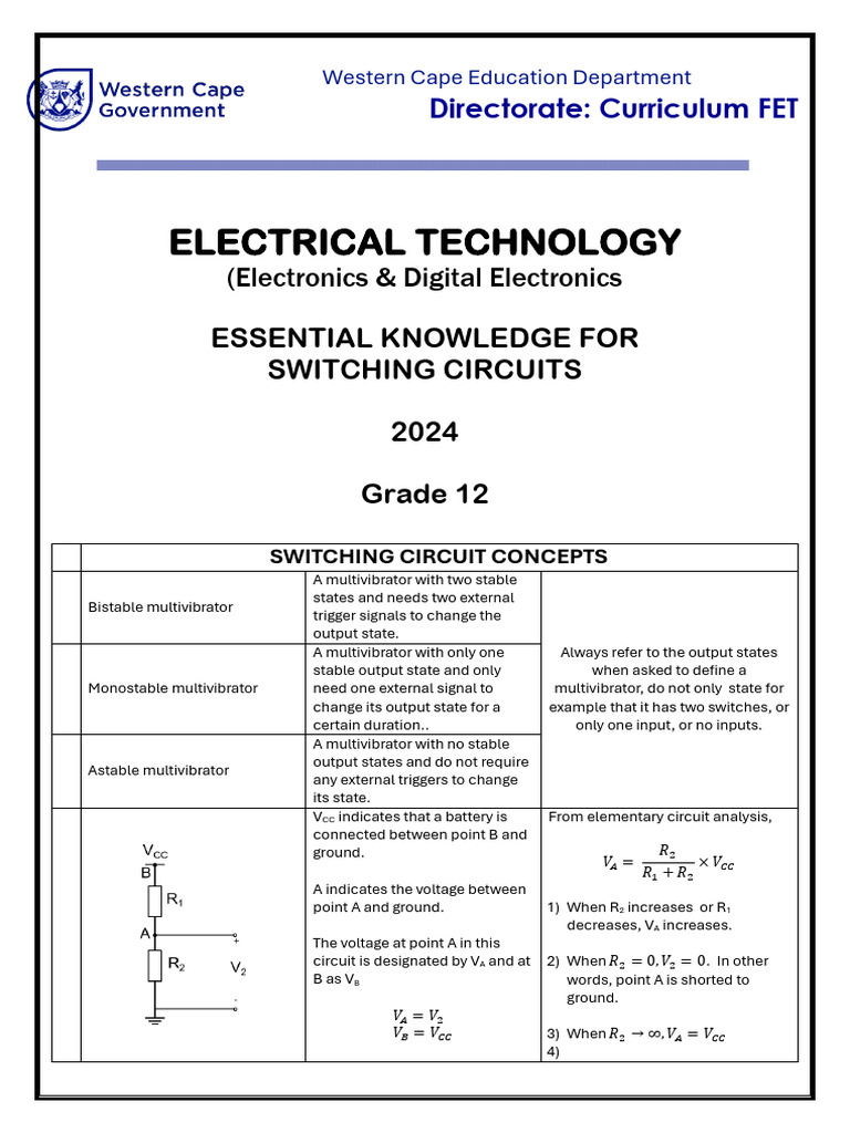 Switching Circuits Concepts | PDF | Electrical Circuits | Electrical Engineering
