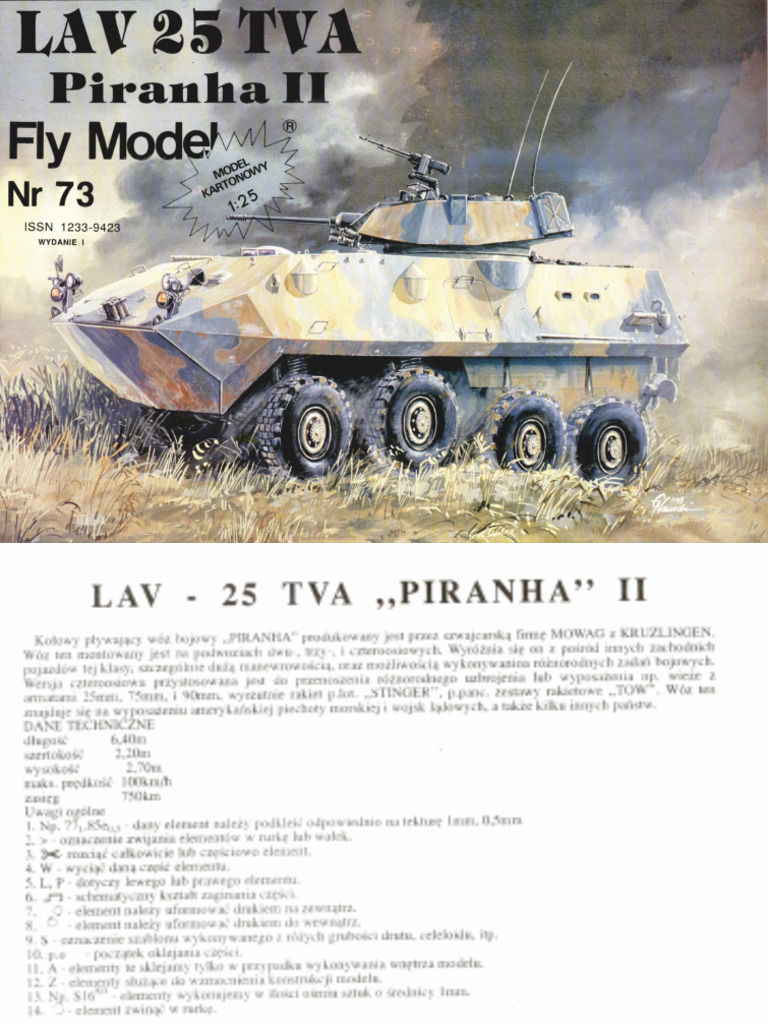 Model Kartonowy - Fly Model 073 - LAV-25 TVA Piranha II FORMATO A3 | PDF