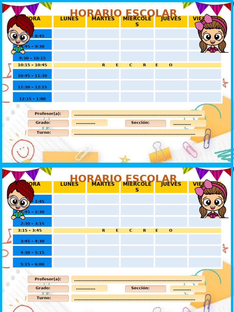 Horario Escolar | PDF