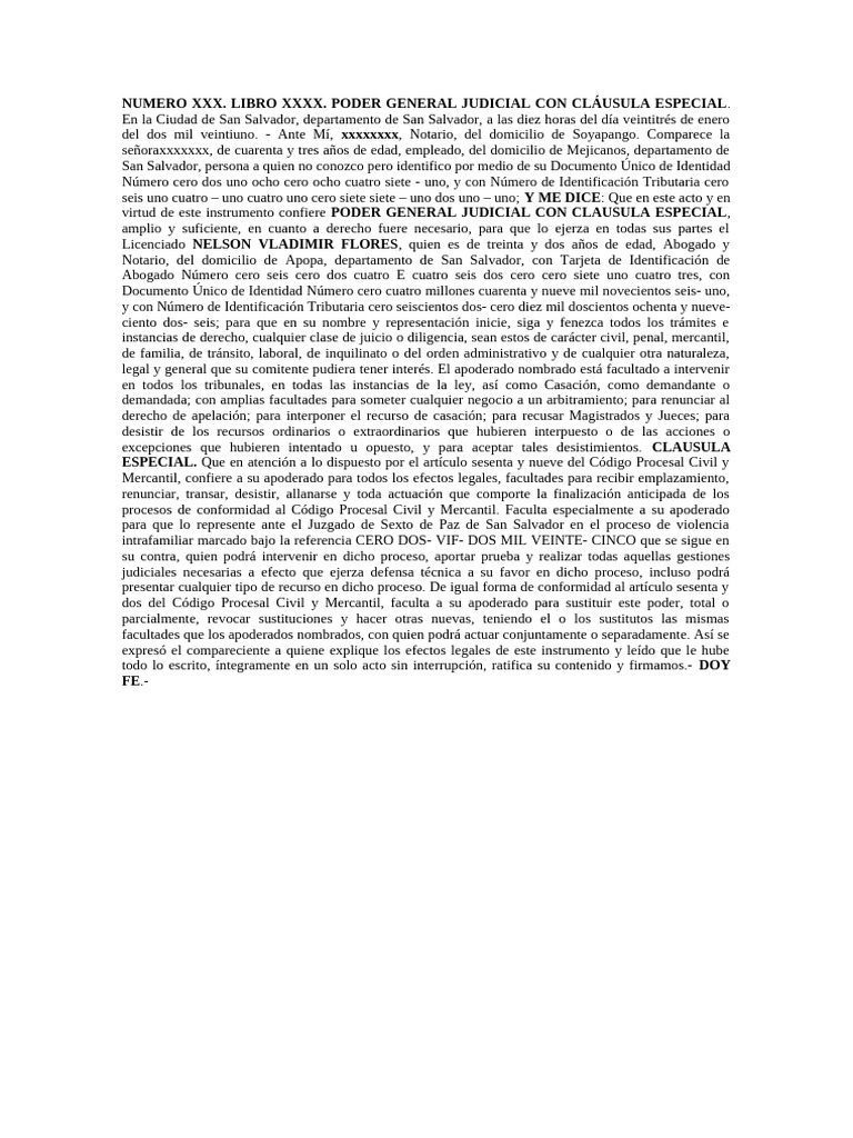 Poder Judicial con Cláusula Especial | PDF | Ley procesal | Separación ...