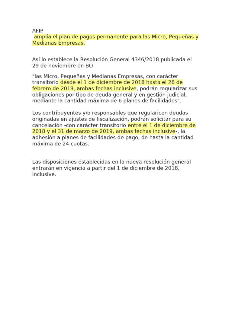 Afip Plan de Pagos | PDF