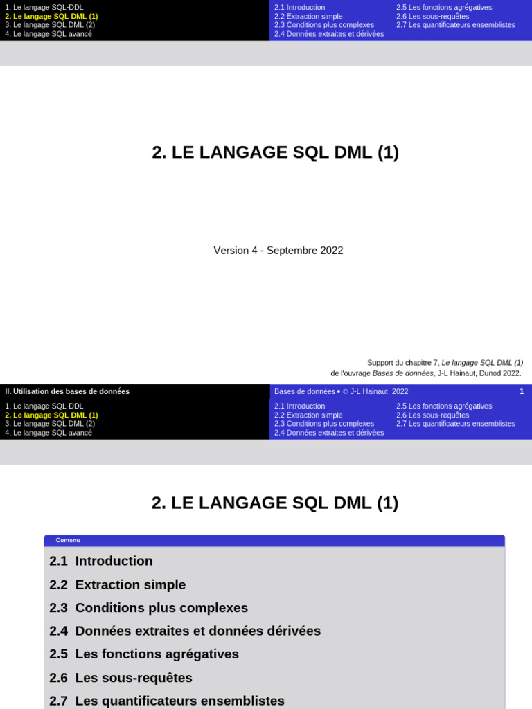 BD-2022-07-SQL-DML-(1) | PDF | SQL | Données