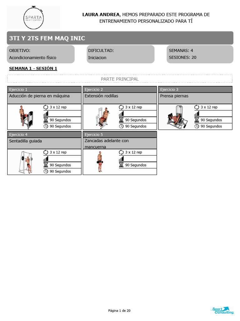3ti Y 2Ts Fem Maq Inic: Laura Andrea | PDF | Entrenamiento con pesas ...