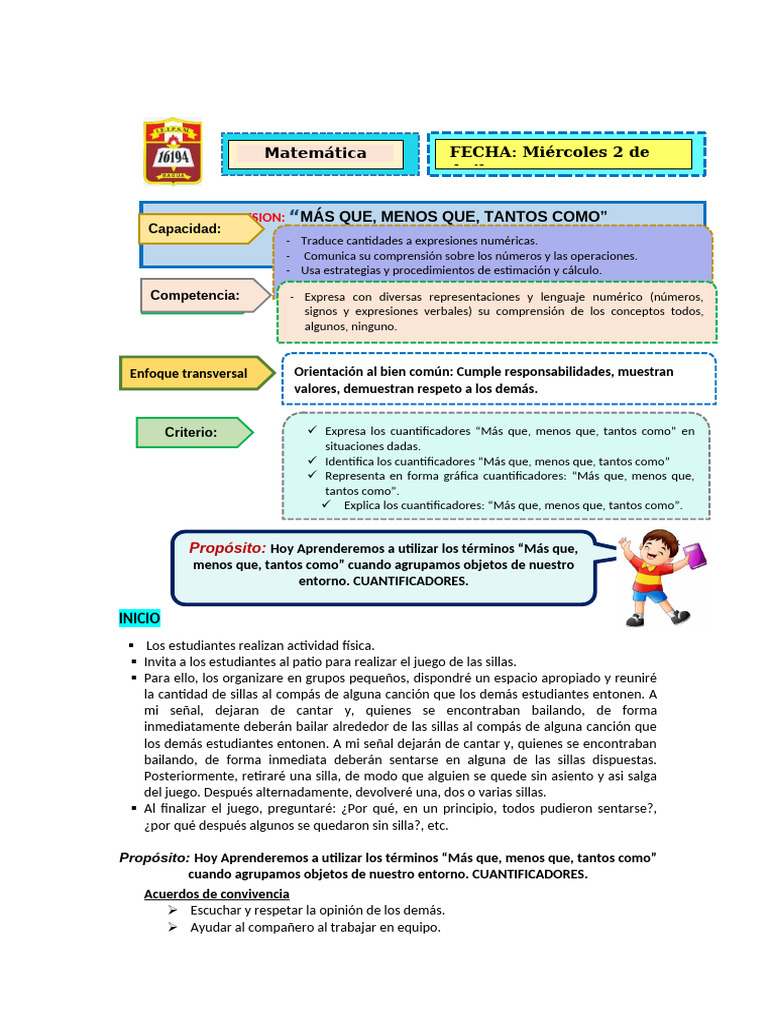 SESION 4 - Mas Que Menos Que Tanto Como | PDF