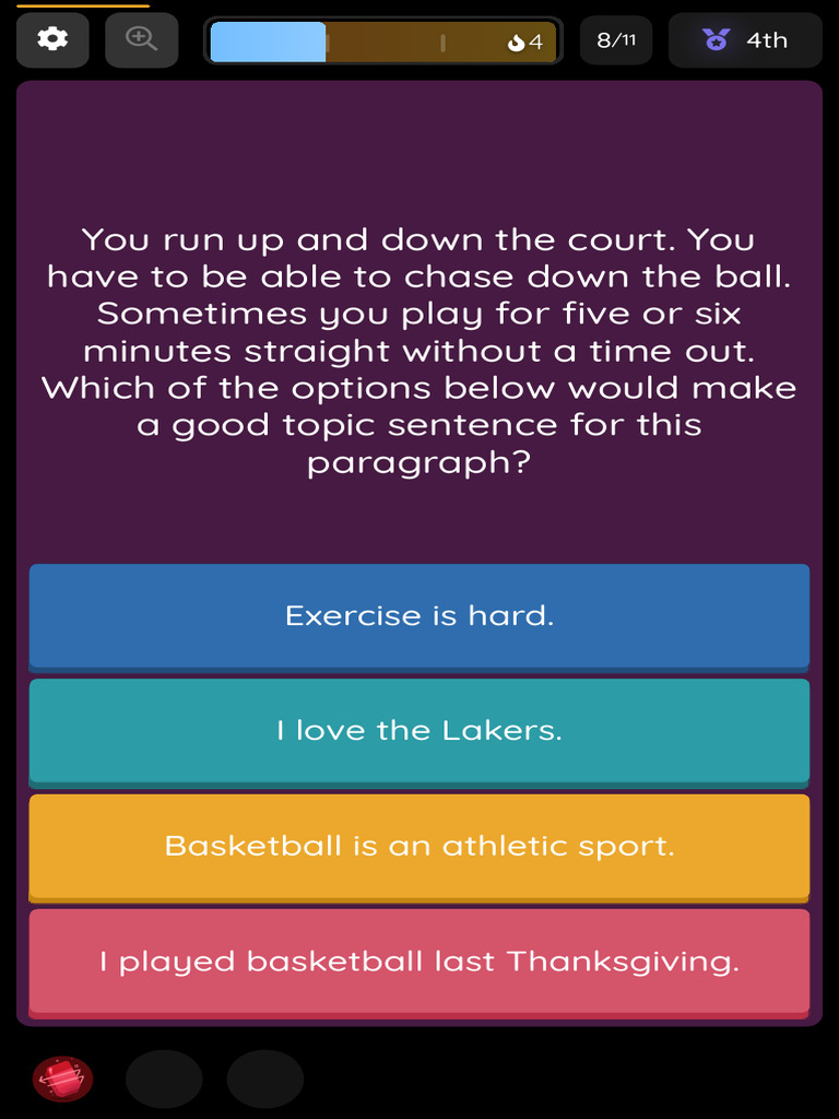 Crafting a Basketball Topic Sentence | PDF