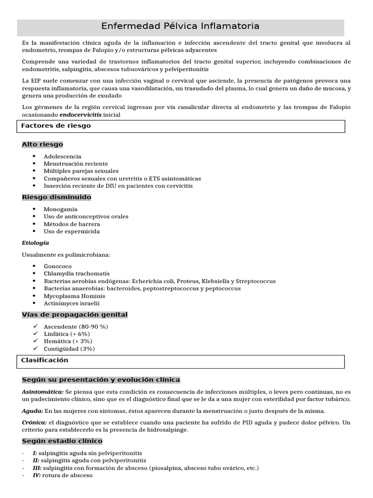 Enfermedad Pélvica Inflamatoria: Endocervicitis | PDF | Especialidades ...