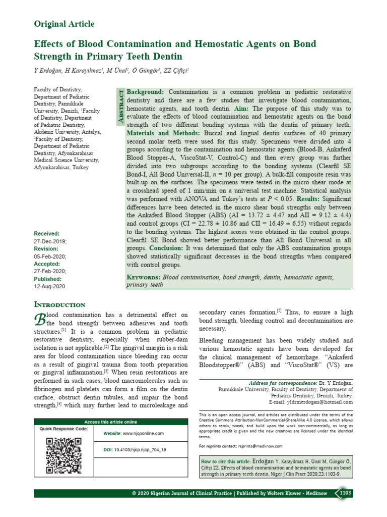 Effects of Blood Contamination and Hemostatic12 241224 074510 | PDF ...