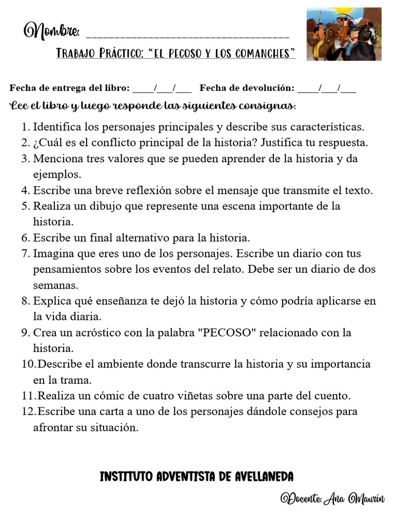 Trabajo Práctico El Pecoso y Los Comanches | PDF