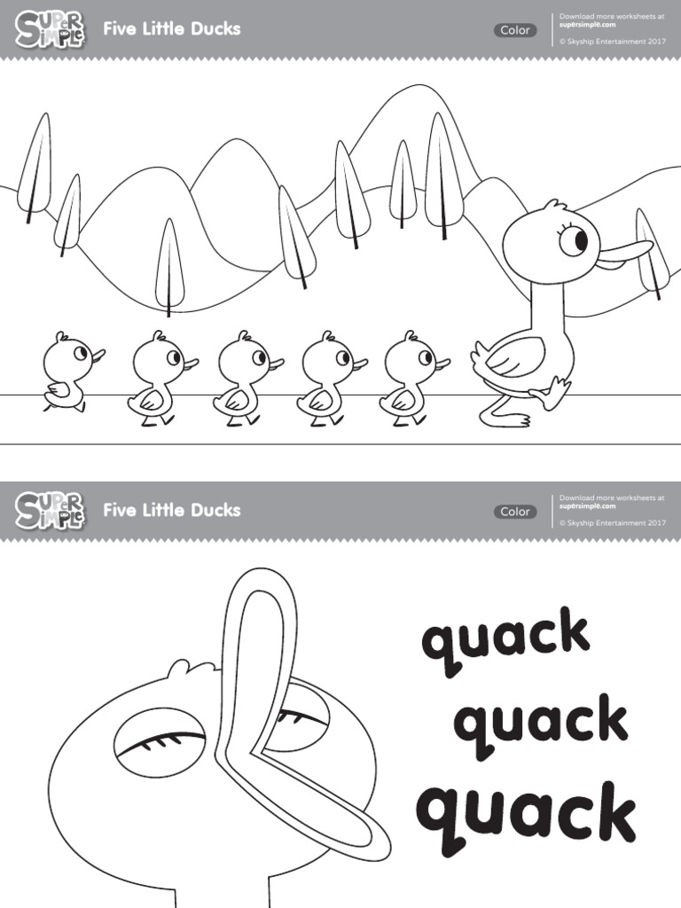Five Little Ducks Worksheet Color | PDF