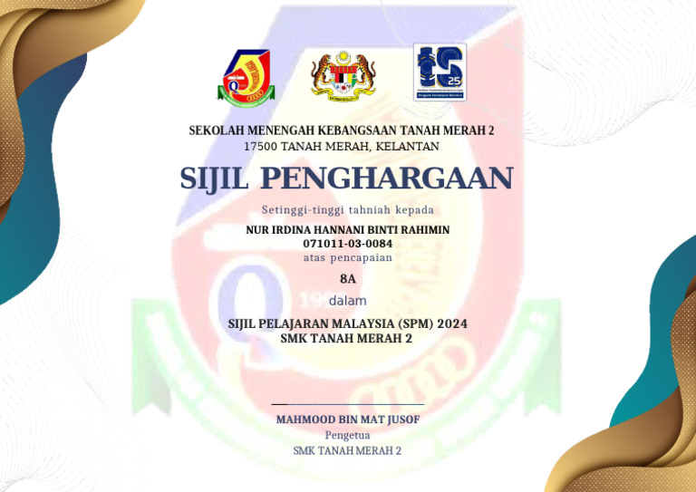 Sijil Pelajar Mengikut Bil A SPM 2025 | PDF