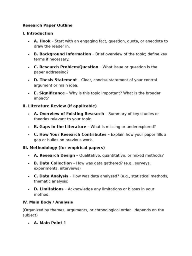 Research Paper Outline | PDF